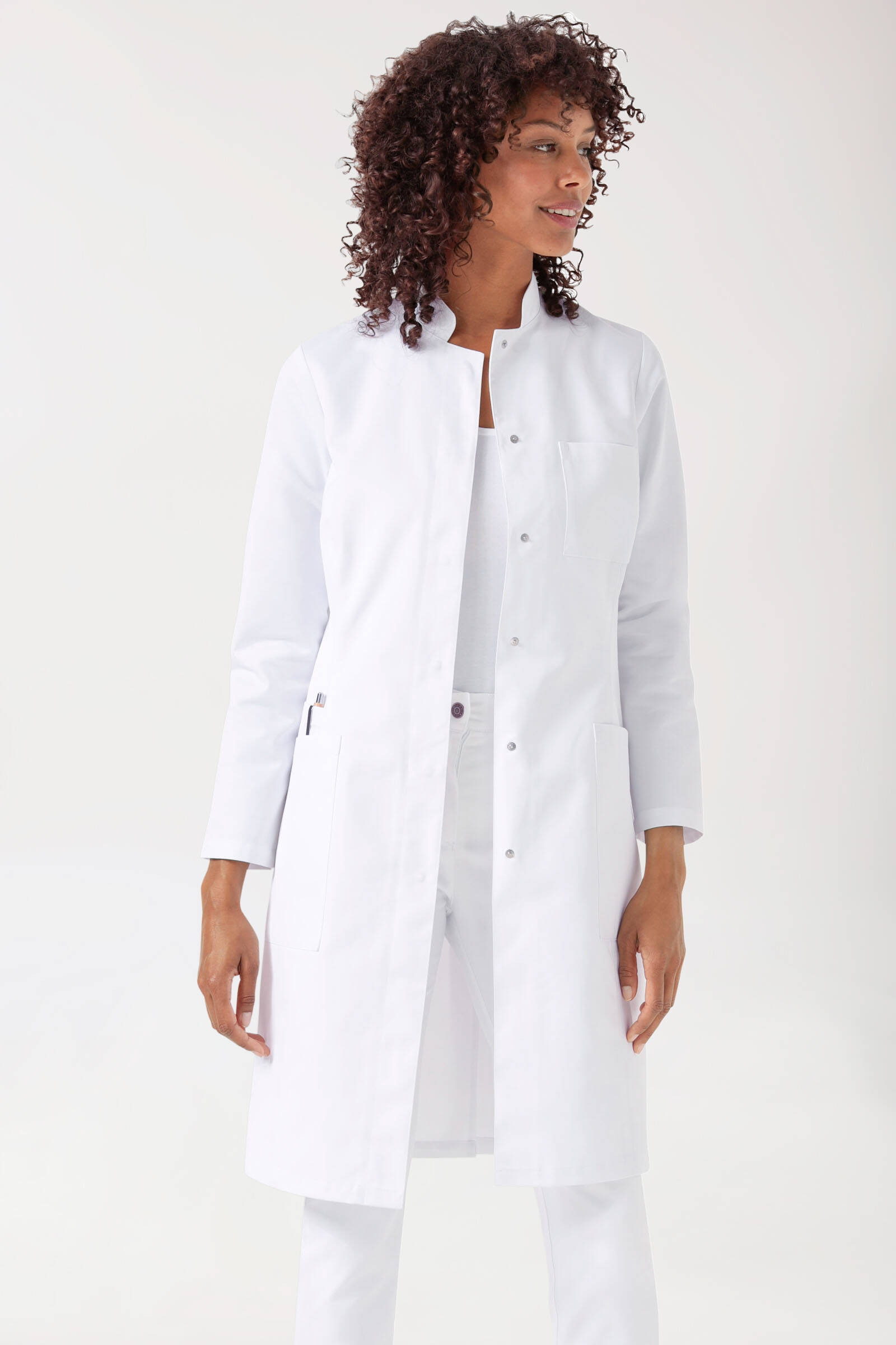 Blouse blanche Femme - Col officier blanc | CLINIC DRESS