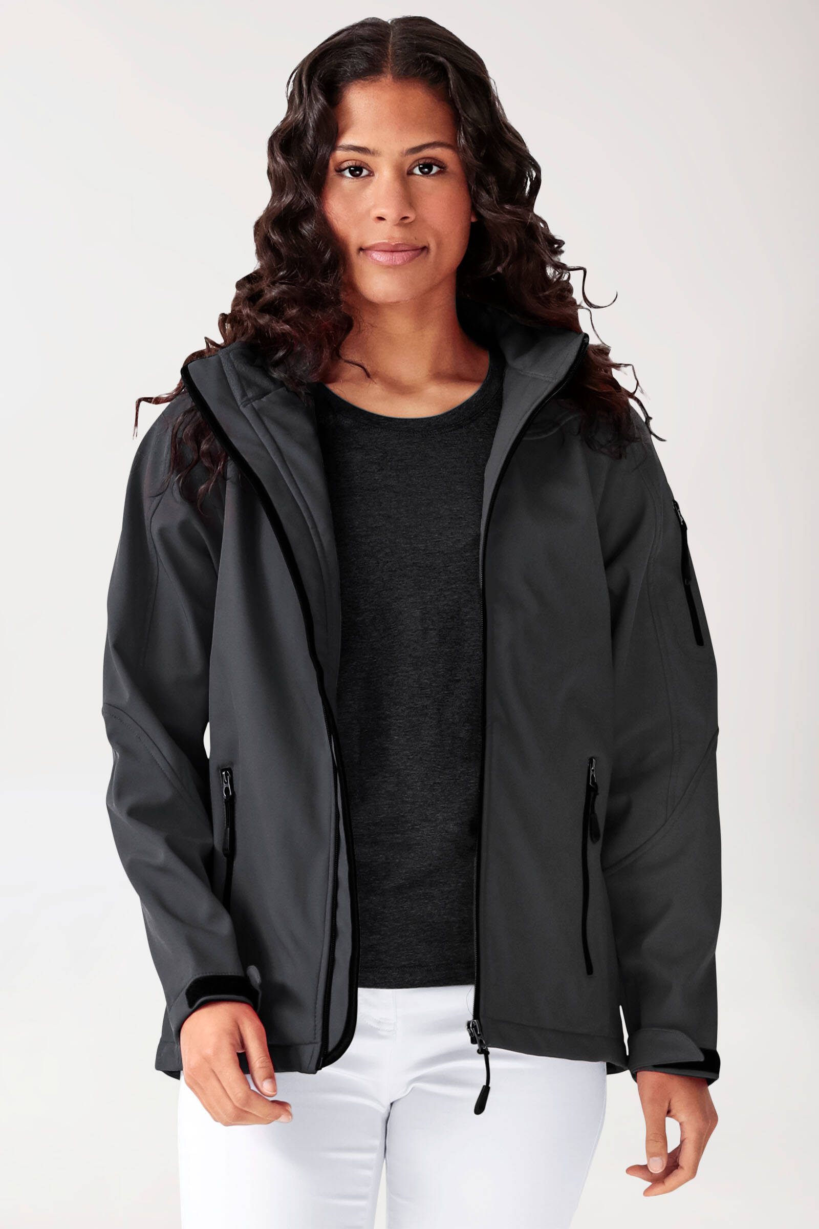 Softshell jassen unisex - met capuchon leigrijs | CLINIC DRESS